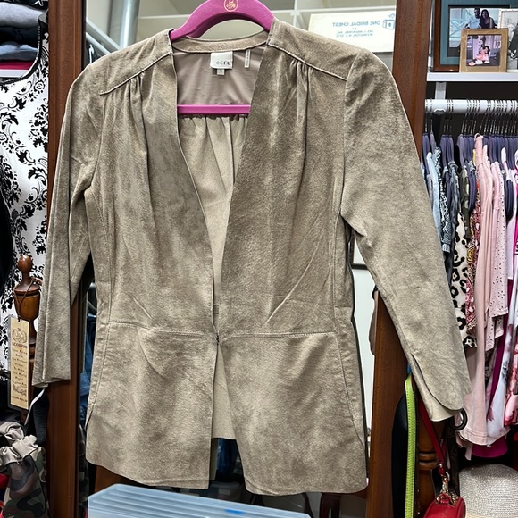 ecru | Jackets & Coats | Ecru Suede Leather Tan Taupe Jacket Blazer ...